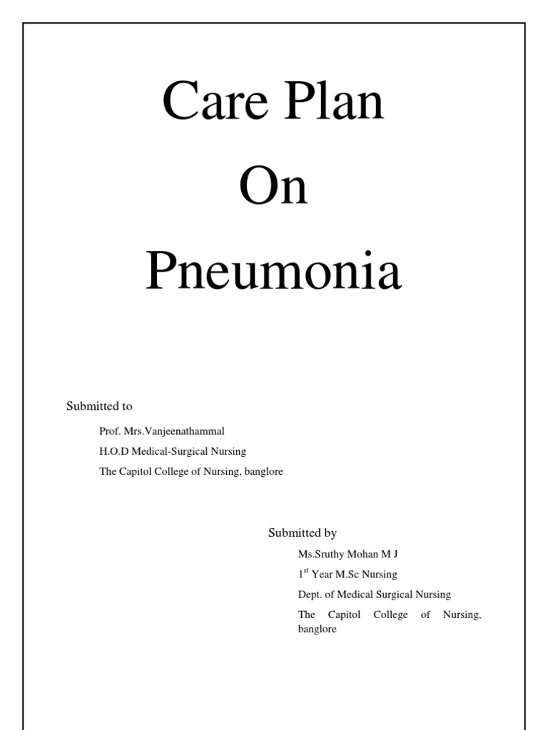 Care Plan Pneumonia | PDF | Medicine | Clinical Medicine