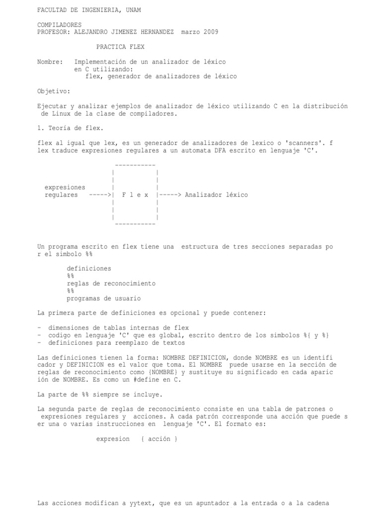 Pract Flex | PDF | Compilador | Lenguaje de programación