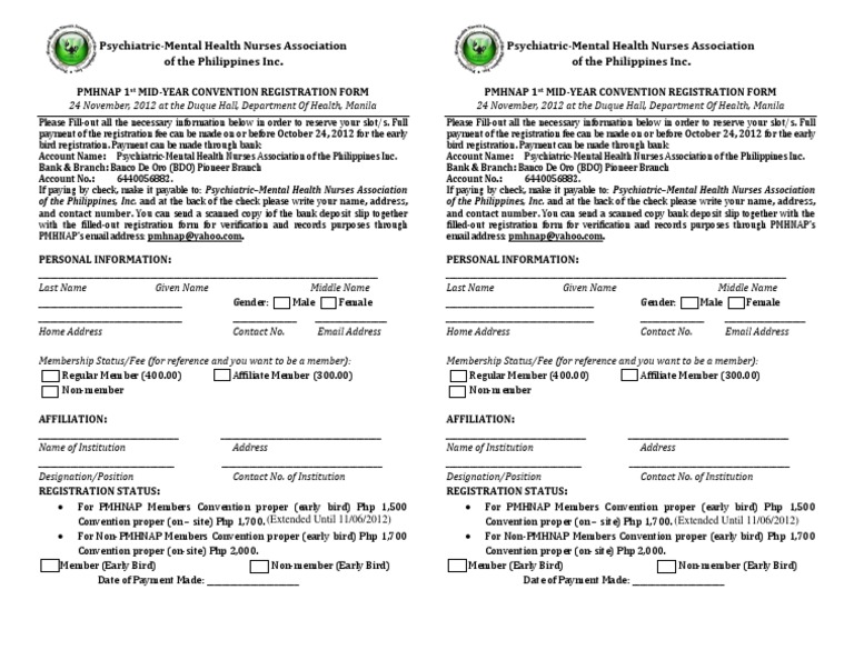 Final Registration Form MYC | PDF | Bdo Unibank | Cheque