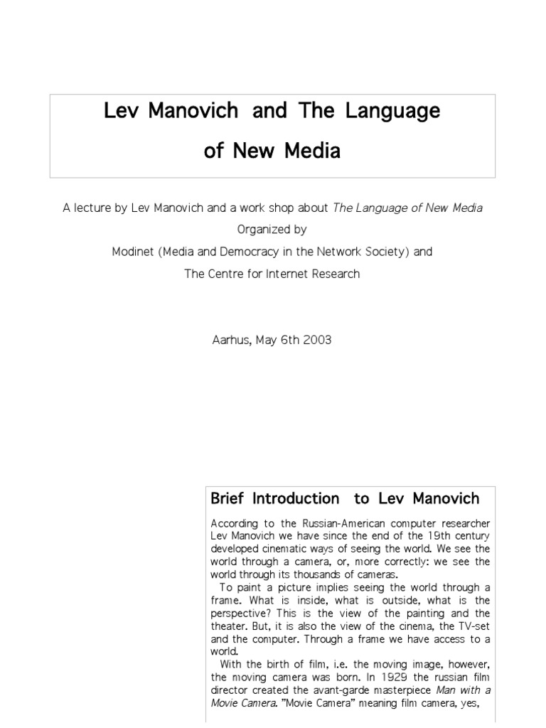 Manovich and The Language of New Media | PDF | Metadata | New Media