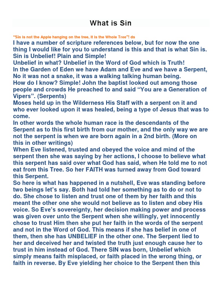 What Is Sin | PDF | Serpents In The Bible | Born Again