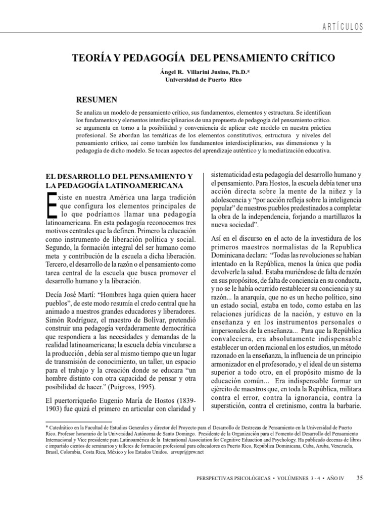 Ángel R. Villarini Jusino. Pedagogía Social y Pedagogía Crítica Nexos y ...