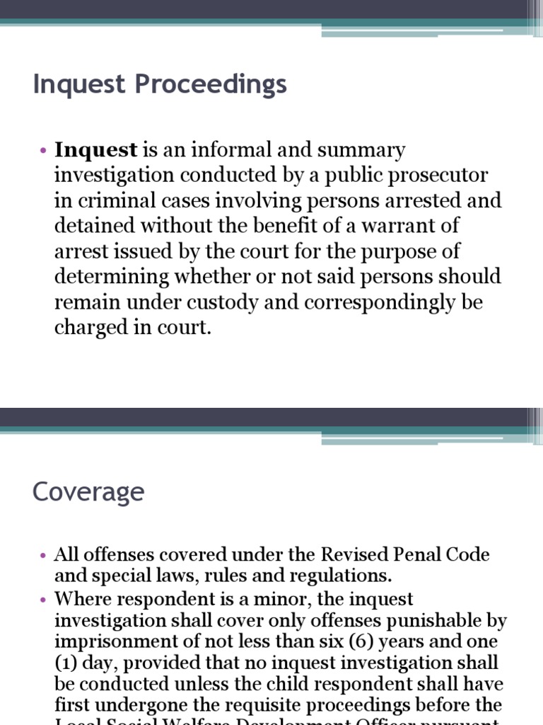 Inquest Proceedings | Arrest | Prosecutor