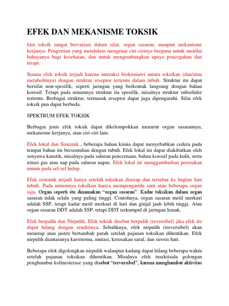 Efek Toksik dan Mekanismenya | PDF | Pengembangan Diri | Sains & Matematika