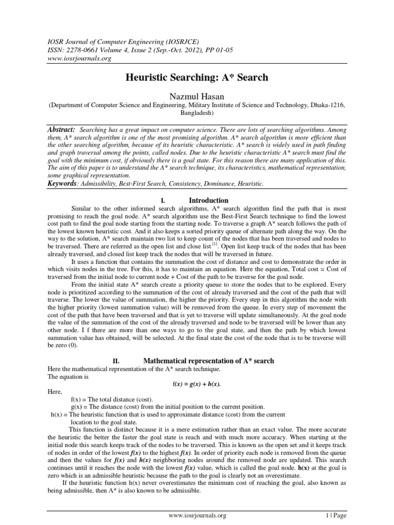Heuristic Searching: A Search: Nazmul Hasan | Download Free PDF | Algorithms And Data Structures ...