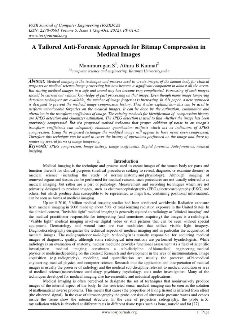 IOSR Journals | PDF | Medical Imaging | Data Compression