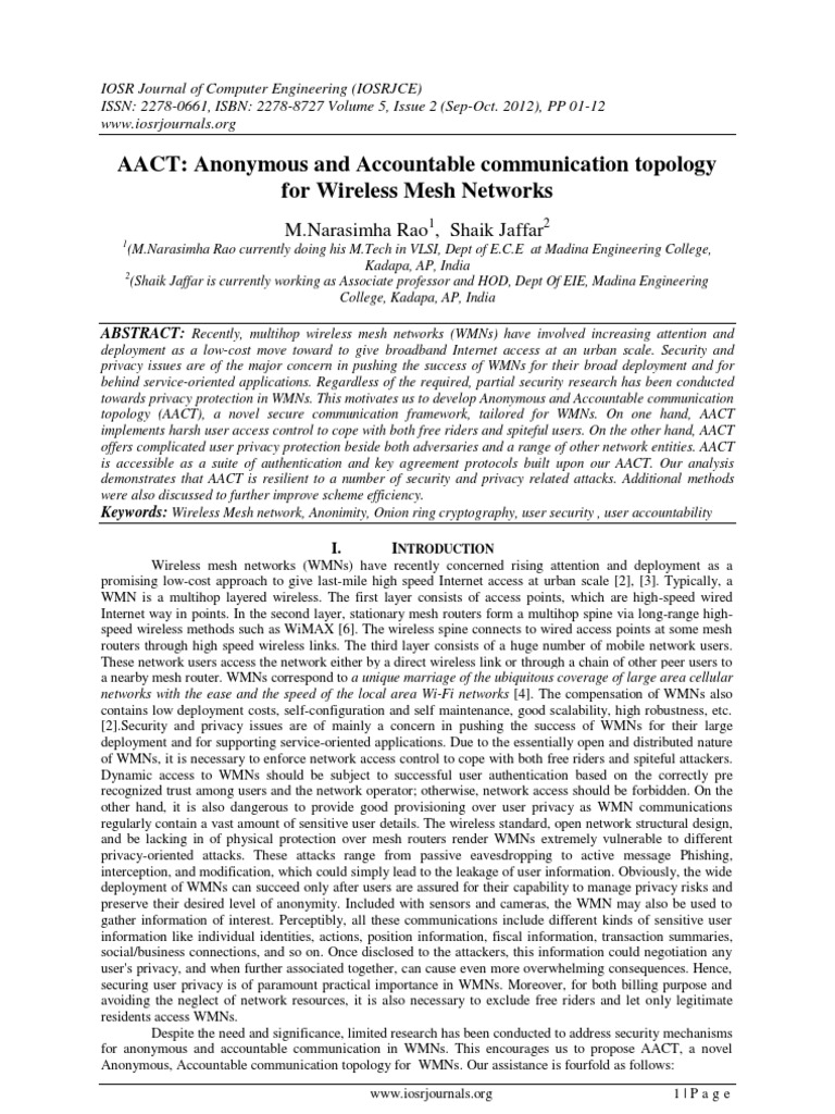 IOSR Journals | PDF | Computer Network | Public Key Cryptography