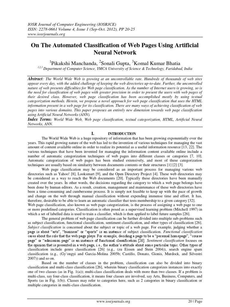 IOSR Journals | PDF | Statistical Classification | Artificial Neural Network