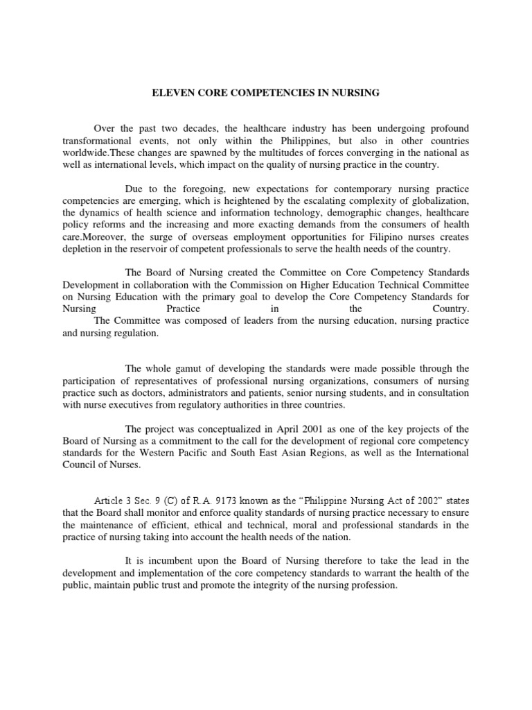 11 Core Competencies in Nursing | Health Education | Nursing