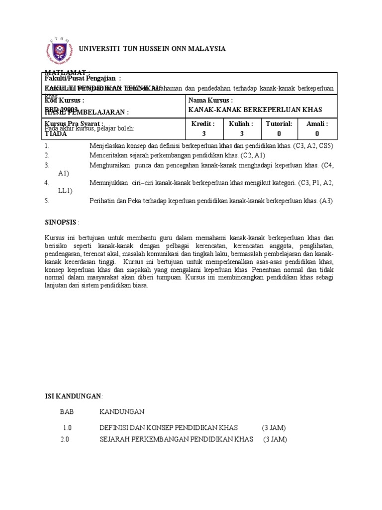 Course Outline Uthm | PDF