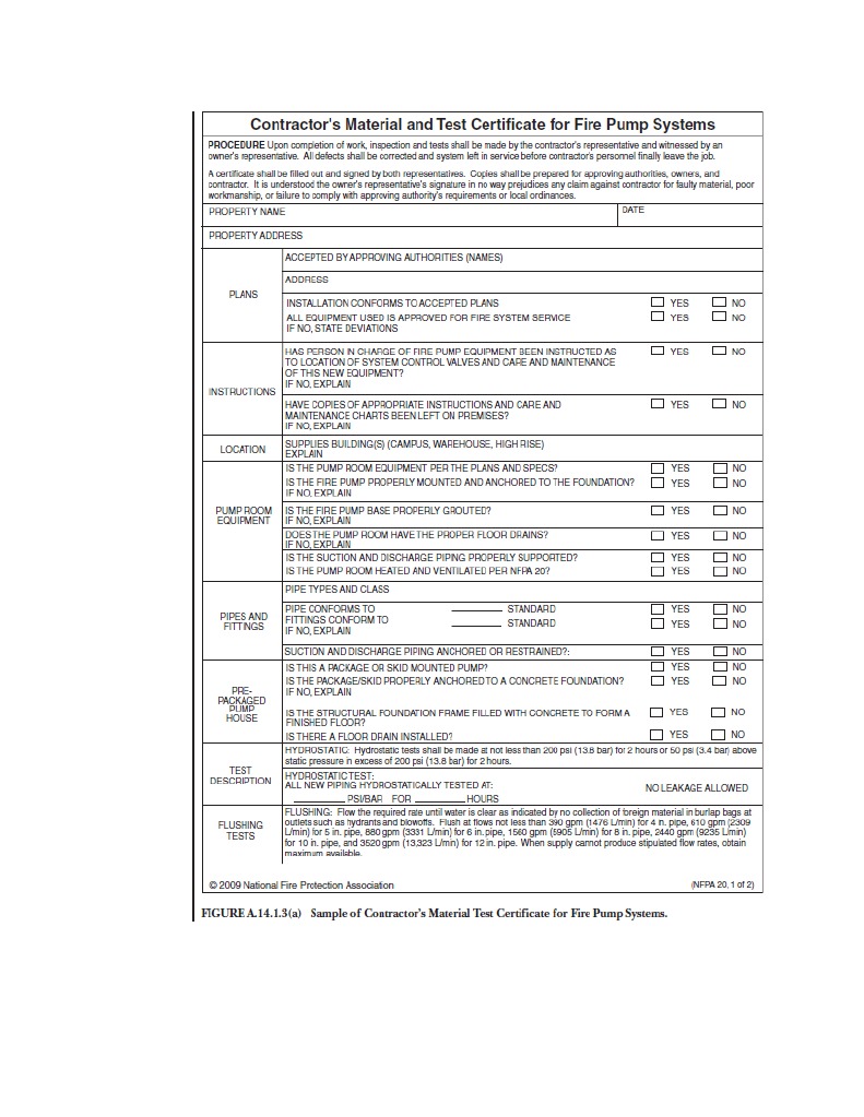Fire Pump Test Certificate | PDF