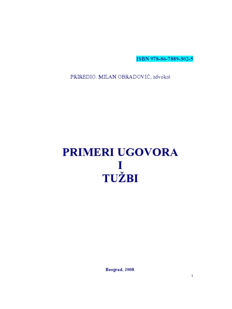 Primeri Ugovora i Tuzbi