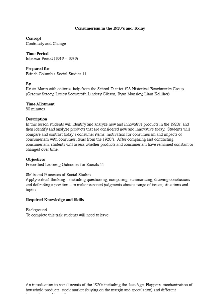 Lesson 2 Consumerism in The 1920s and Today | PDF | Consumerism | Websites