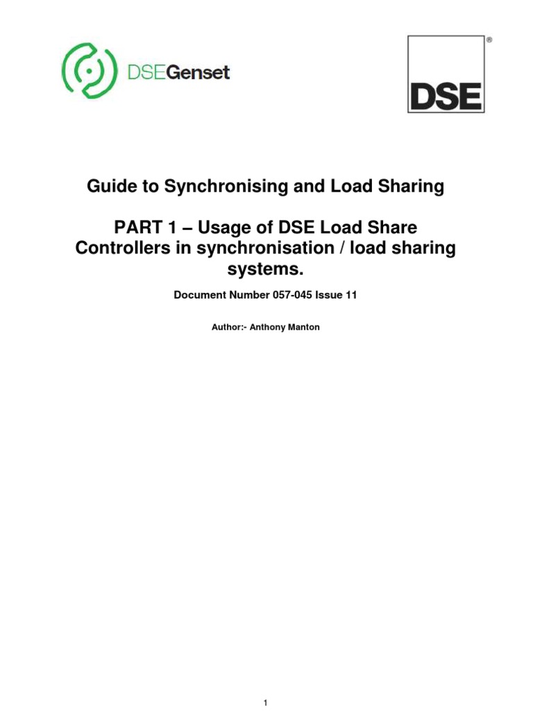 Guide To Synchronising and Load Sharing Part 1 | PDF | Mains ...