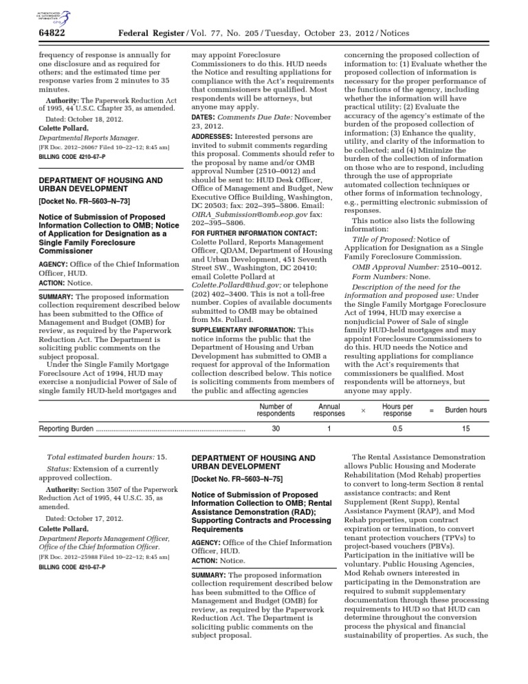 Federal Register / Vol. 77, No. 205 / Tuesday, October 23, 2012 ...