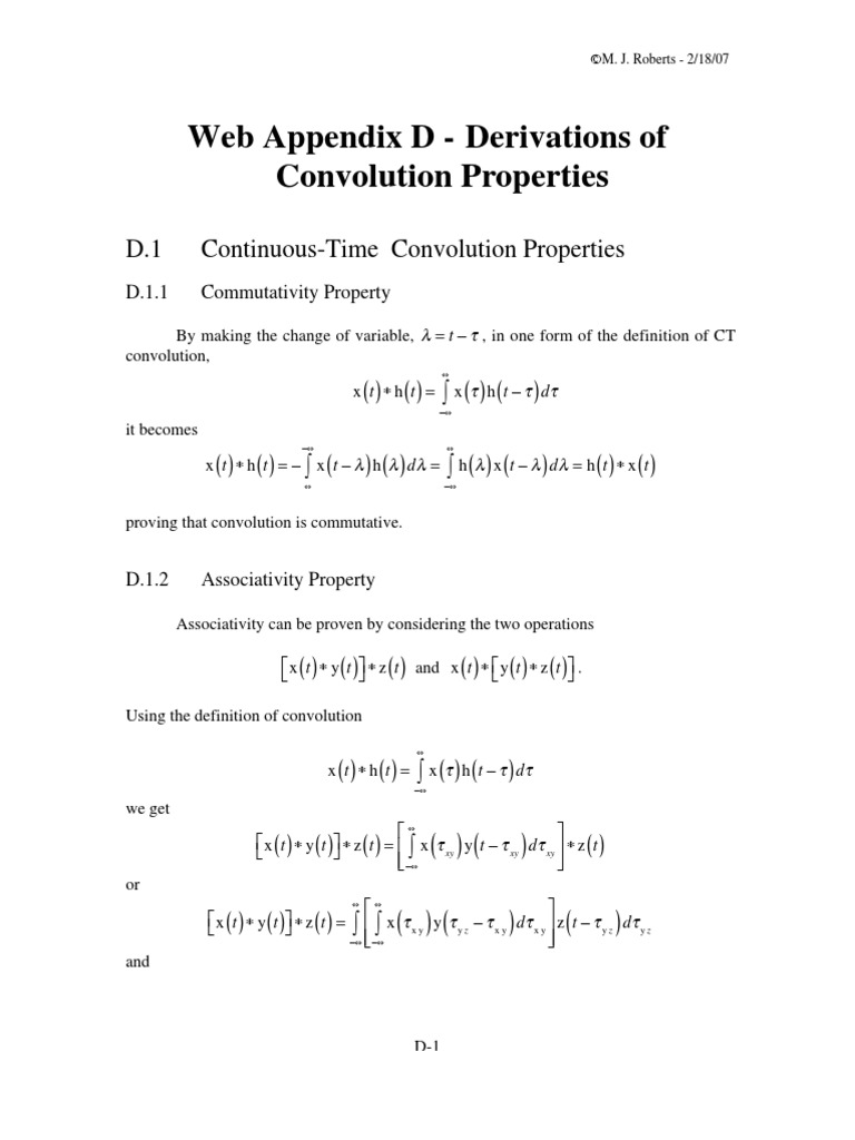 Convolution Properties | PDF