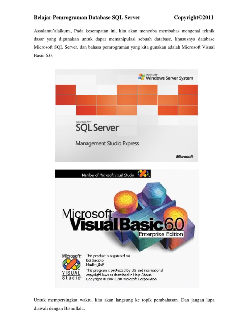 Tutorial SQL Server Dengan VB 6, Visual Basic Dengan SQL Server, VB ...