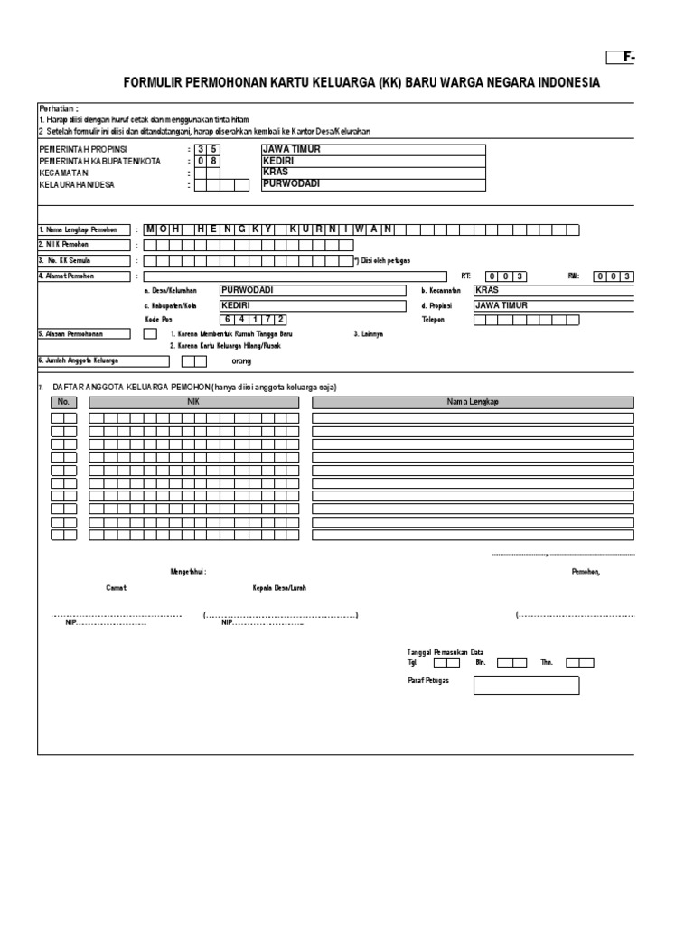 Formulir Permohonan KK Baru Wni F 1-15 Edisi 4 Maret 09 | PDF
