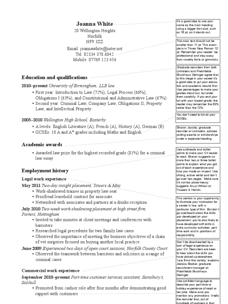 Annotated Legal CV For Vacation Scheme Application | PDF | Barrister ...