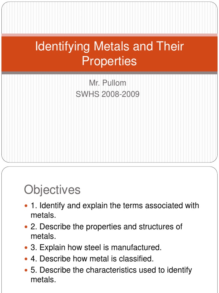 Identifying Metals and Their Properties | PDF | Steel | Metals