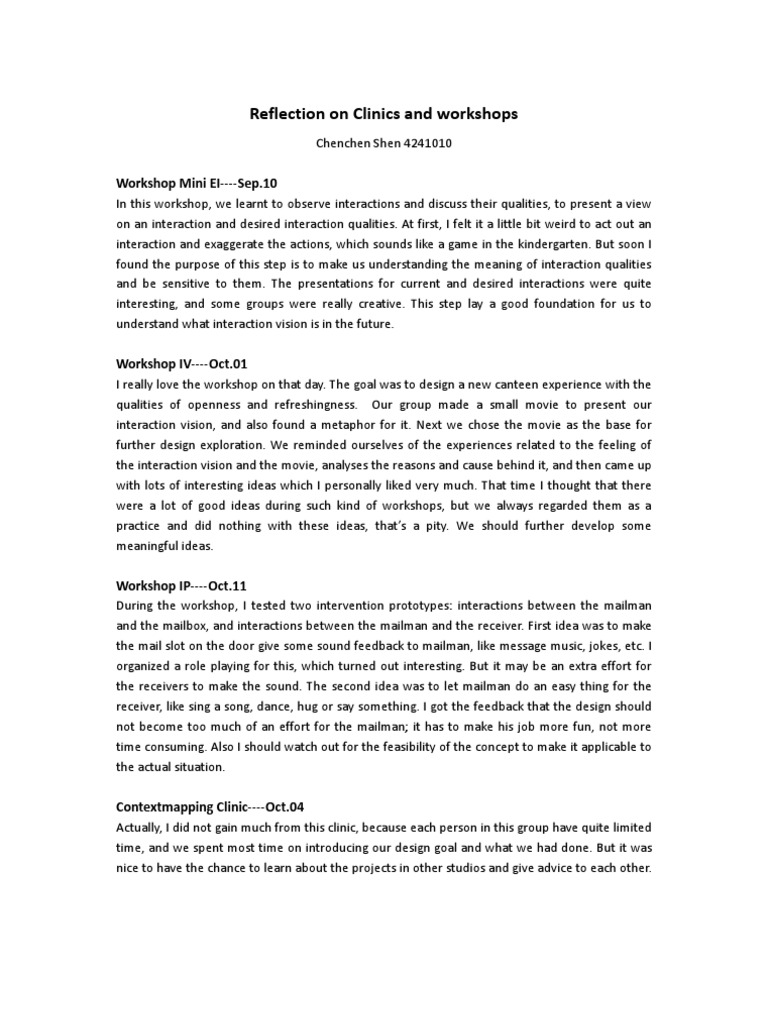 Reflection On Clinics & Workshops | PDF | Epistemology | Psychology