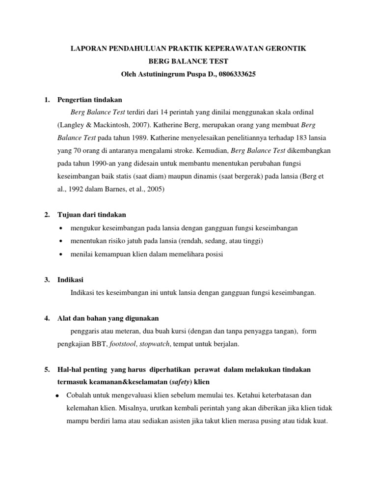 Berg Balance Scale Form