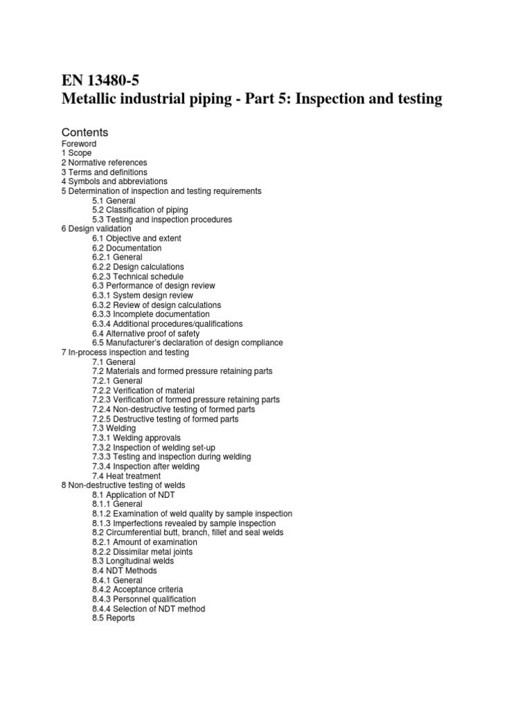 EN 13480-5: Inspection & Testing Standards | PDF