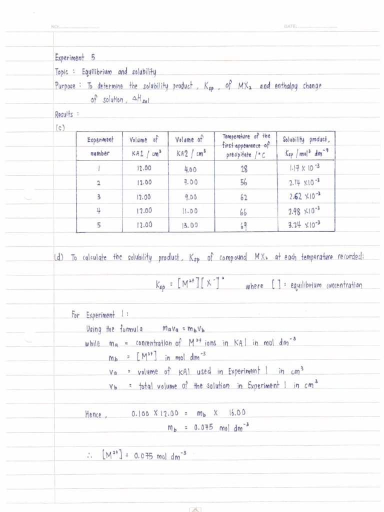 STPM Chemistry Practical Experiment 5 2012 Semester 1 | PDF | Physical ...