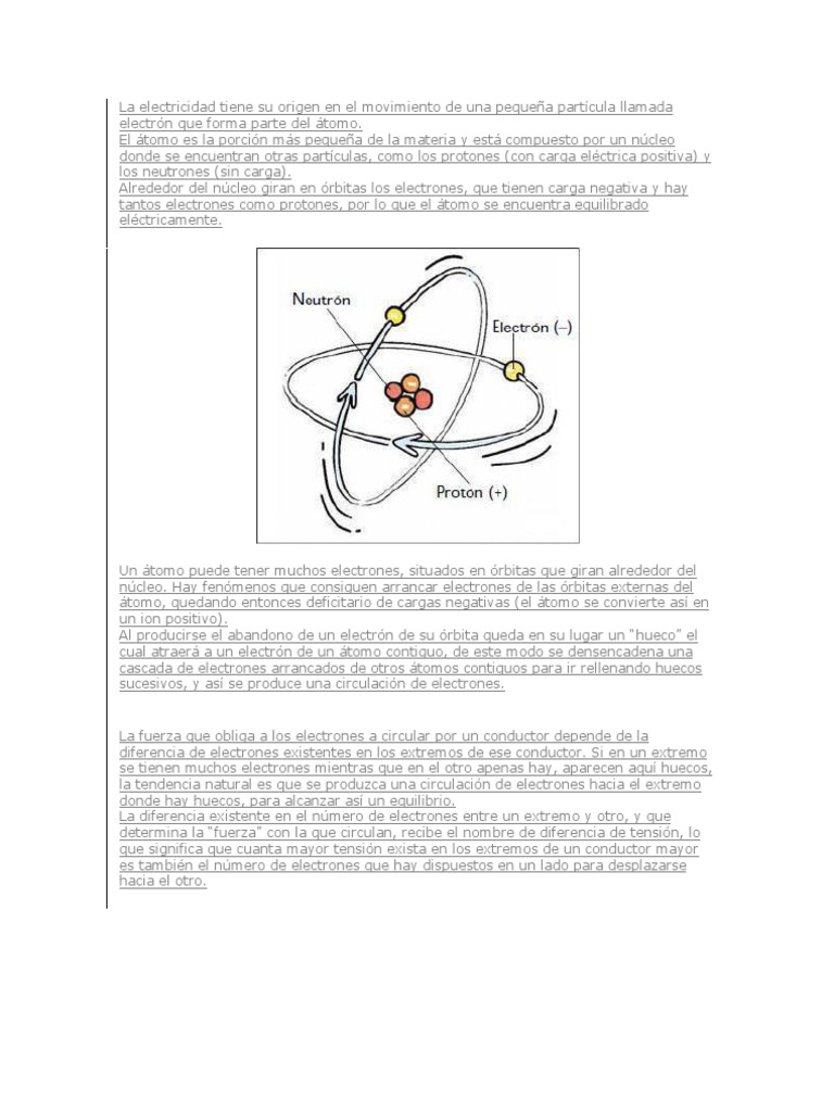 La Electricidad Tiene Su Origen en El Movimiento de Una Pequeña ...