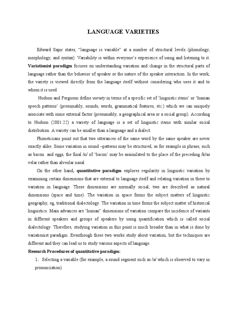 Language Varieties | PDF | Dialect | Linguistics