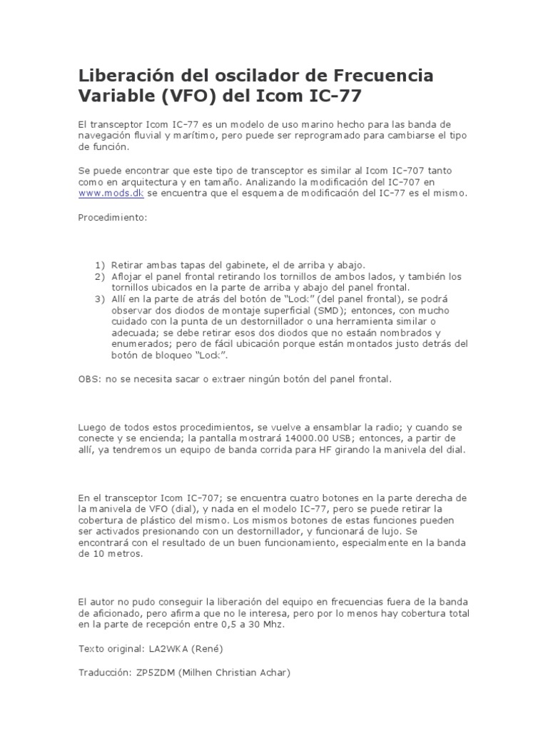 Modificación Del Icom IC-77 | PDF