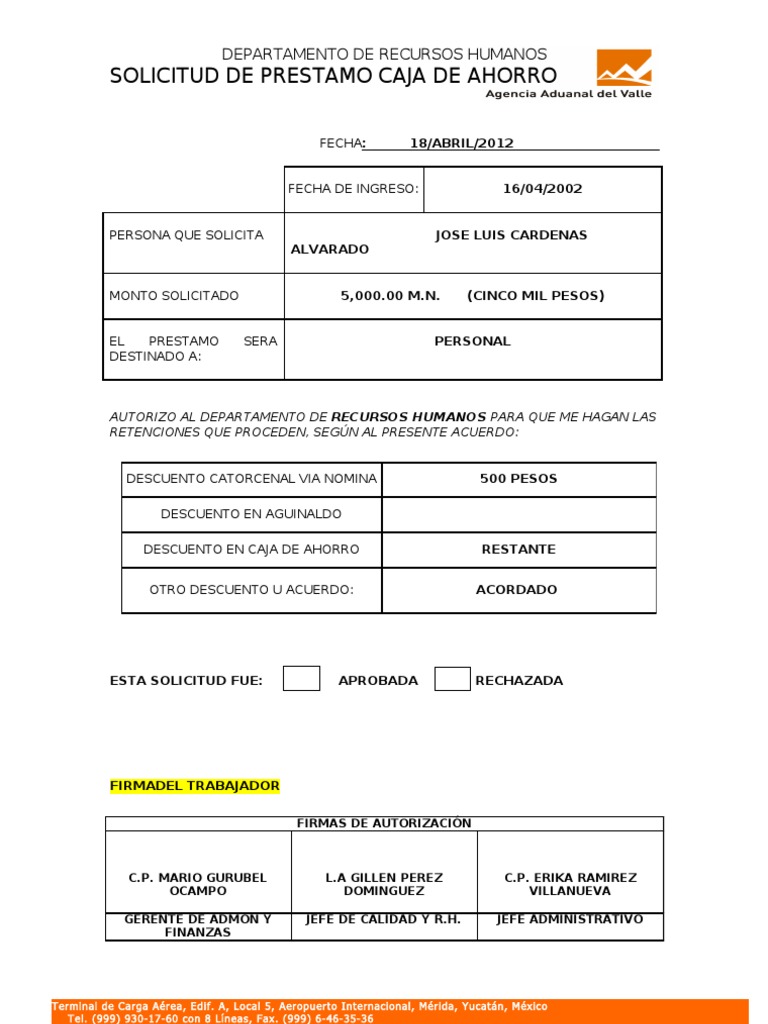 Formato Prestamo Caja de Ahorro | PDF