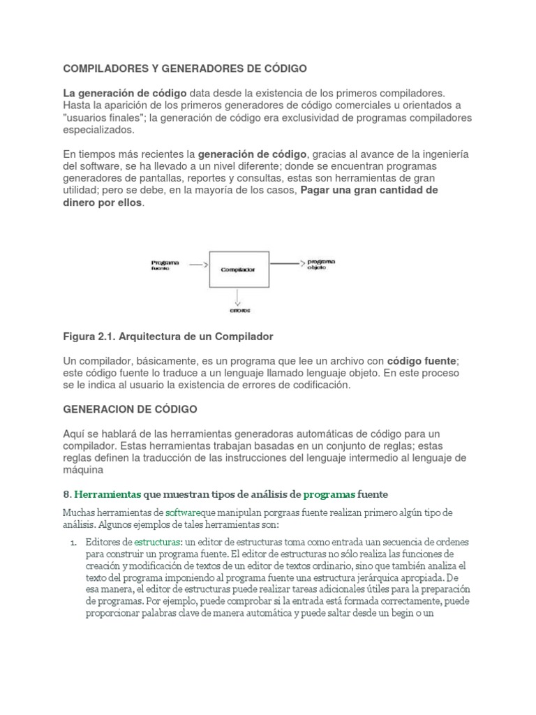 Compiladores y Generadores de Código | PDF | Compilador | Programa de ...