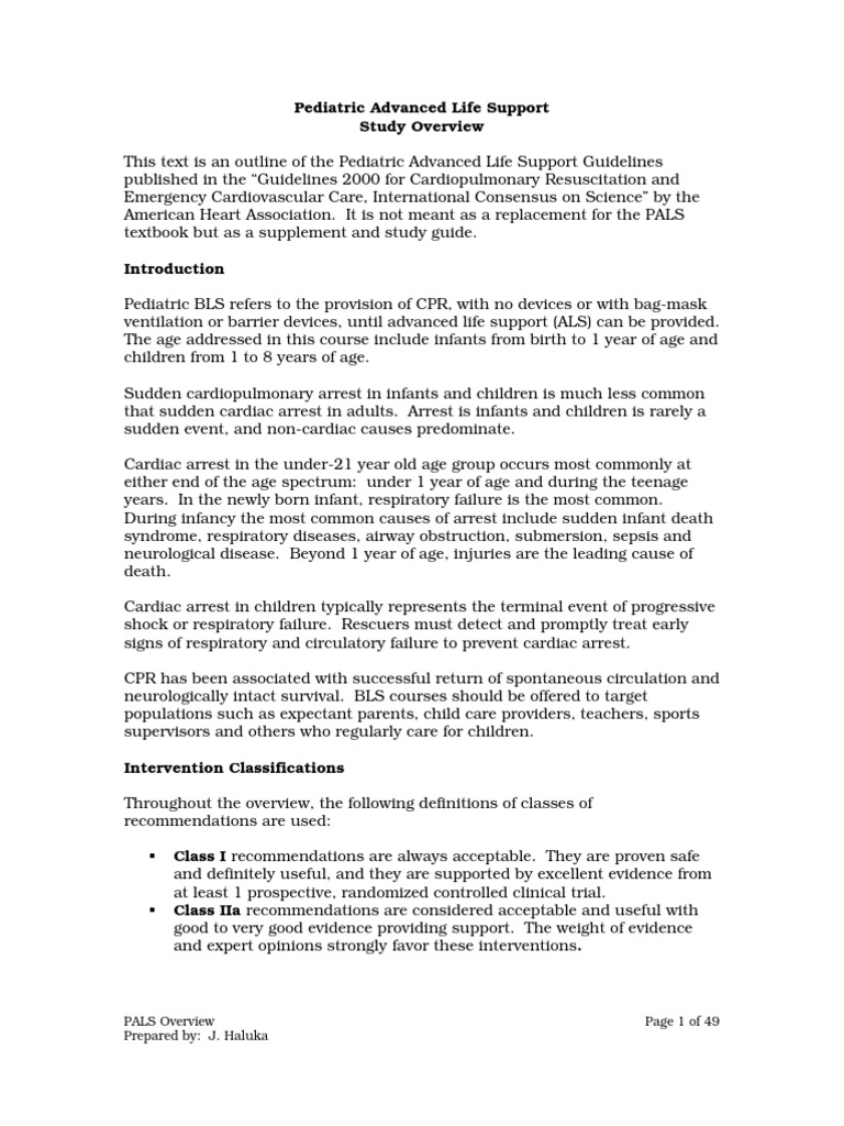 Pals Handout | PDF | Cardiopulmonary Resuscitation | Cardiac Arrest