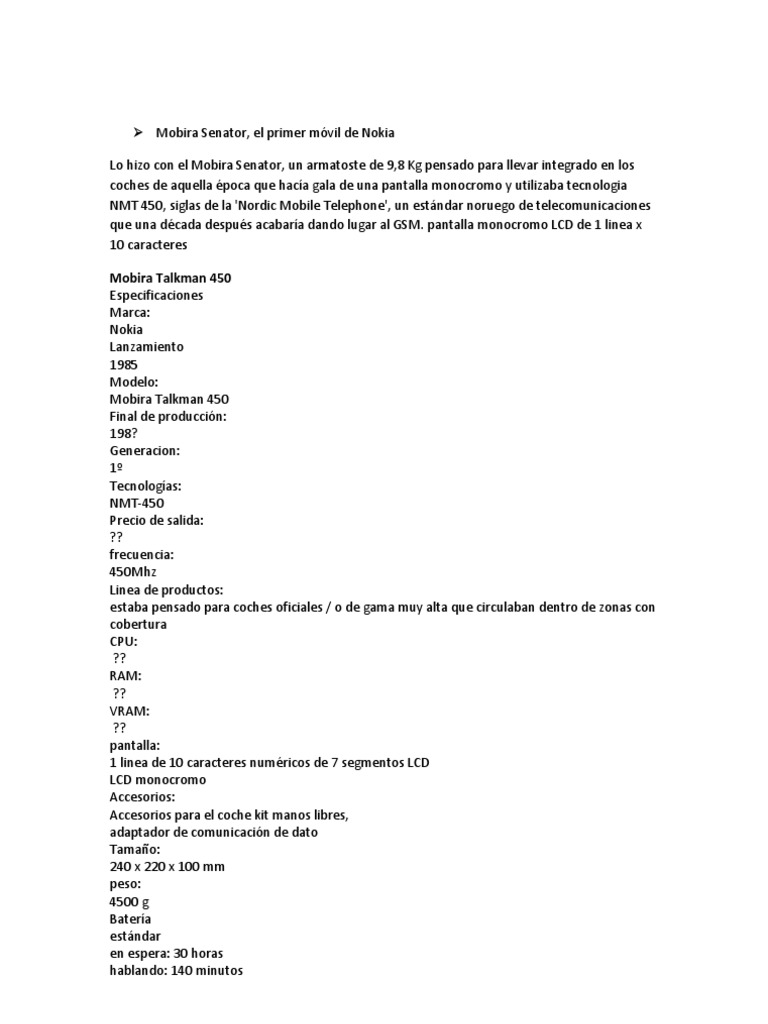 Mobira Senator | PDF | Nokia | Teléfonos móviles