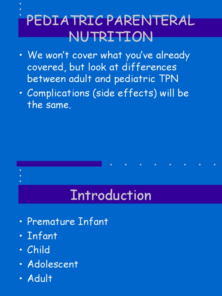 Pediatric Parenteral Nutrition Guide | PDF | Blood Sugar | Malnutrition