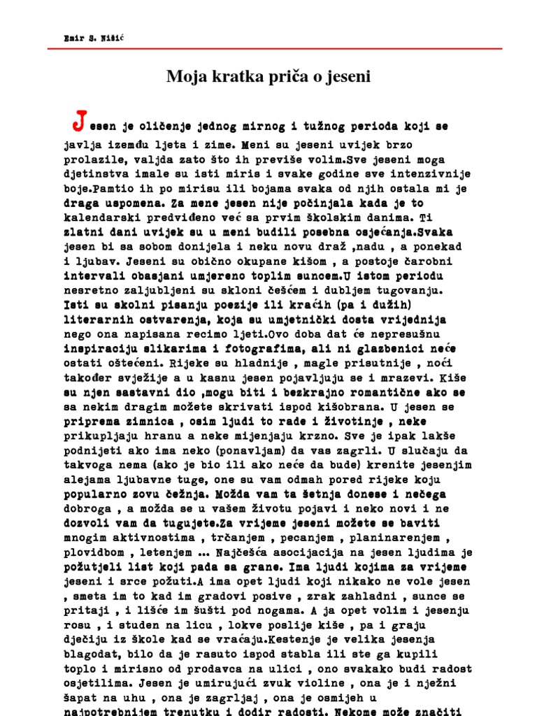 Moja Kratka Prica o Jeseni | PDF