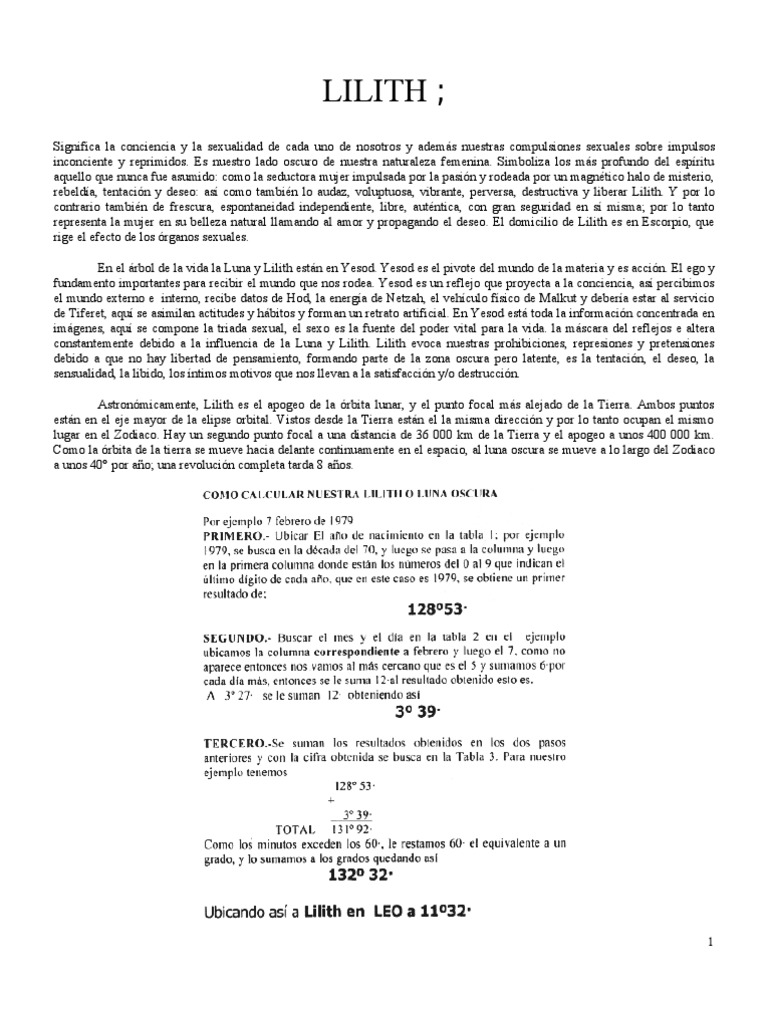 Significado y Posiciones de Lilith | PDF | Lilith | Mujer