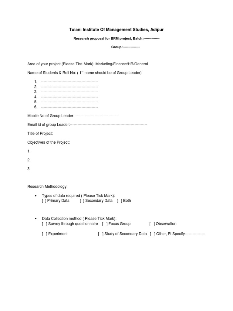 Revised BRM Proposal Form | PDF
