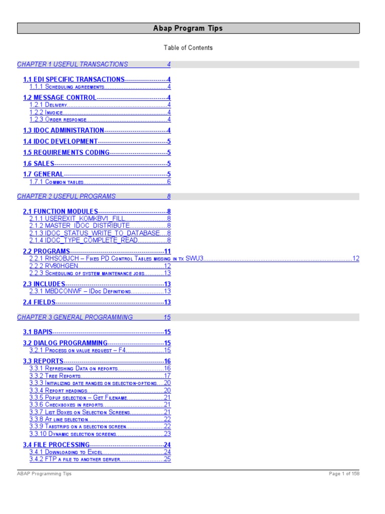 Abap Program Tips | PDF Abap Program Tips | PDF