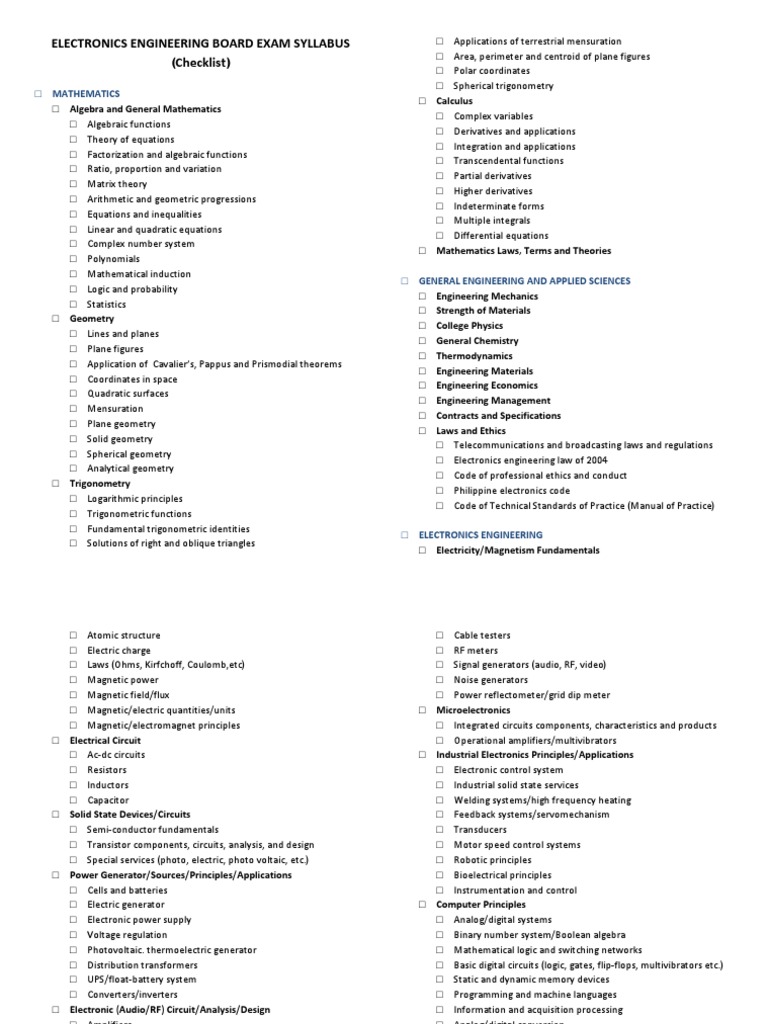Electronics Engineering Exam Syllabus | PDF | Modulation | Antenna (Radio)