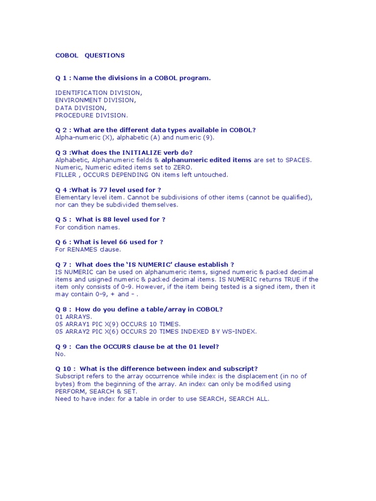 Cobol | PDF | Database Index | Sql