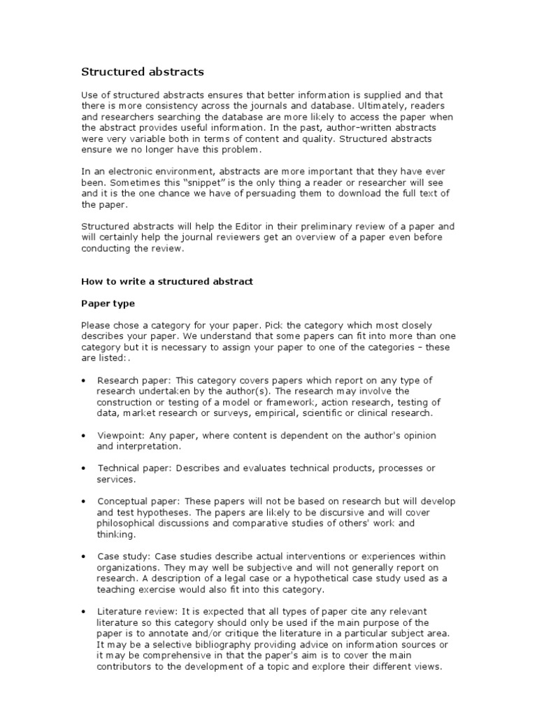 How to Write a Structured Abstract | Abstract (Summary) | Brand