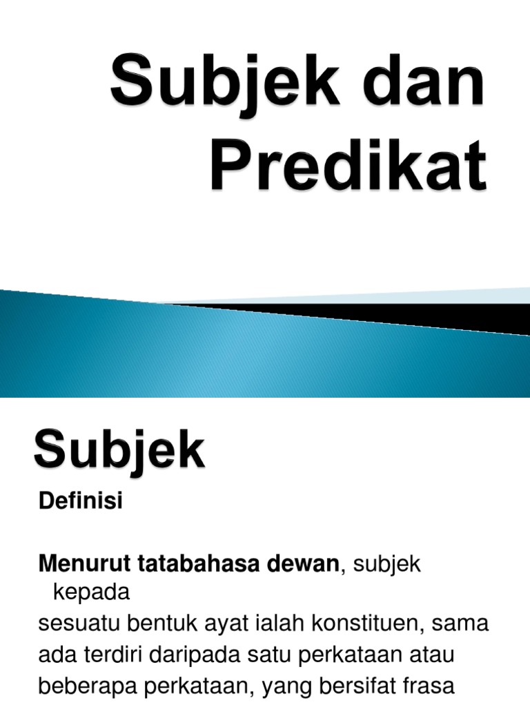 Subjek Dan Predikat | PDF