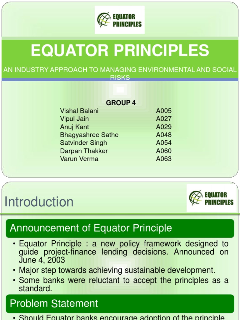 Equator Principle Final Pdf Sustainability Environmental Impact