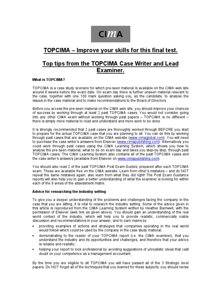 TOPCIMA - Improve Your Skills For This Final Test. | PDF | Test ...