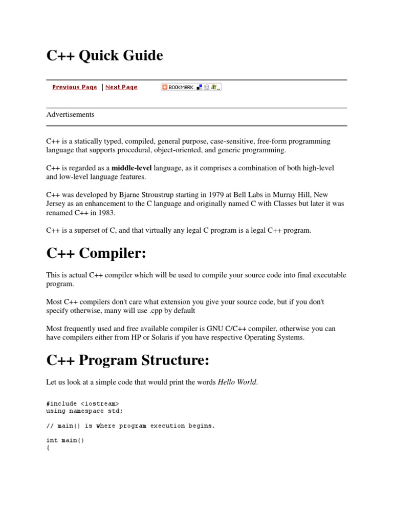 C++ Quick Guide: #Include Using Namespace STD // Main Is Where Program ...