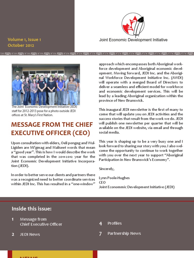 Message From The Chief Executive Officer (Ceo) : Volume 1, Issue 1 ...