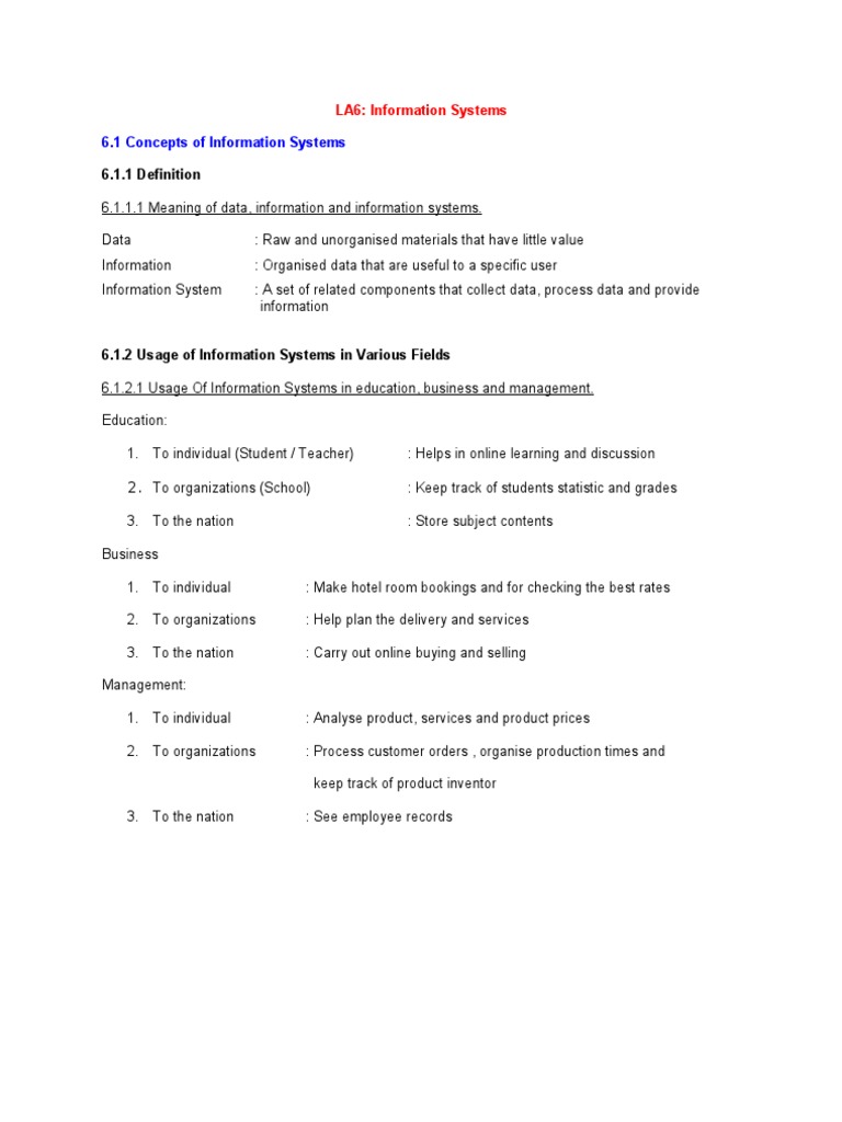 Ict SPM Learning Area 6 Note | PDF | Information System | Databases
