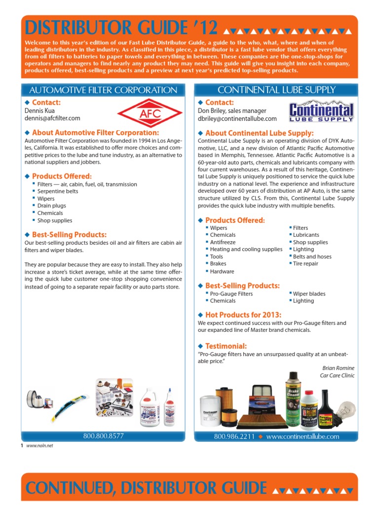 Fast Lube Distributor Guide 2012 | PDF | Motor Oil | Retail